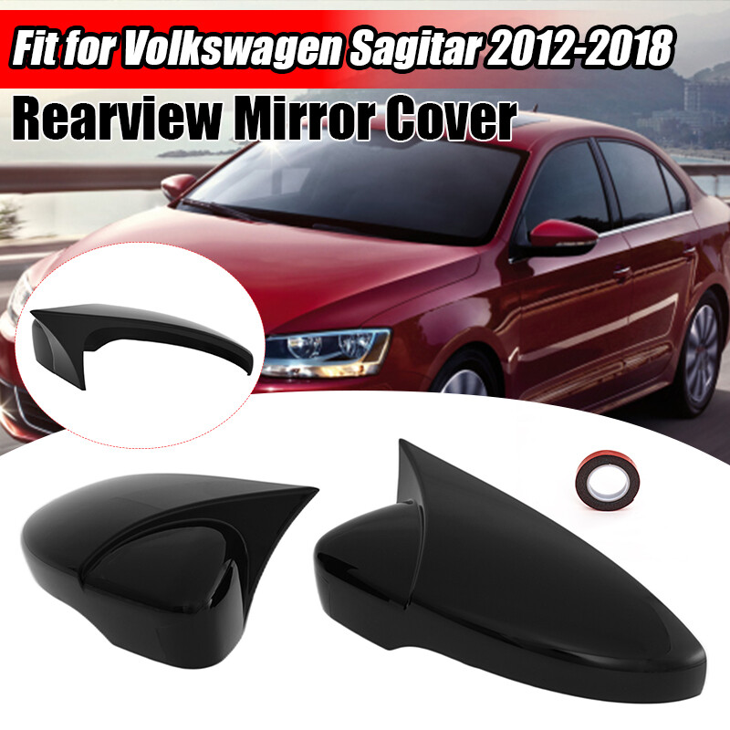 Glossy Black Fits Volkswagen Jetta 2012-2018 OX Horn Rearview Mirror ...