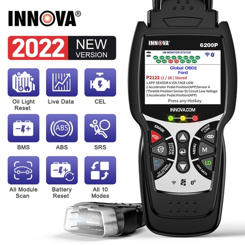 INNOVA 6200P All System Diagnosis OBD2 Scanner ABS SRS TCM Battery ...
