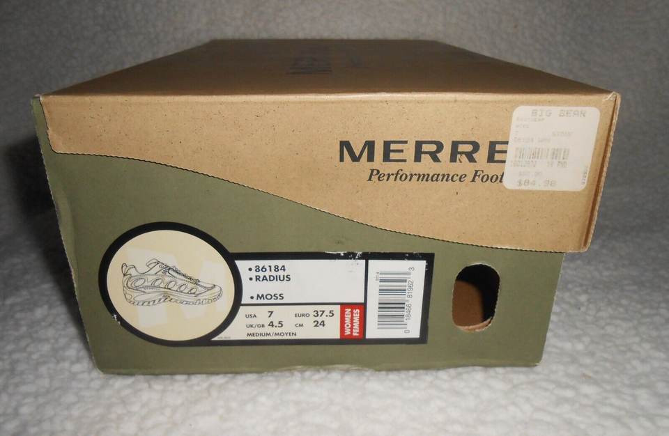Merrell Radius Moss Hiking Shoes Vibram Women's Sz 7 Stone Gray Green ...