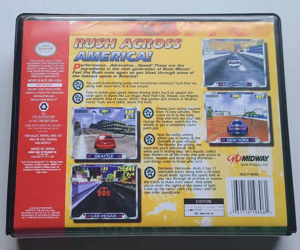 RUSH 2 Extreme Racing USA CASE ONLY Nintendo 64 N64 Box ANY 4+ 20% OFF ...