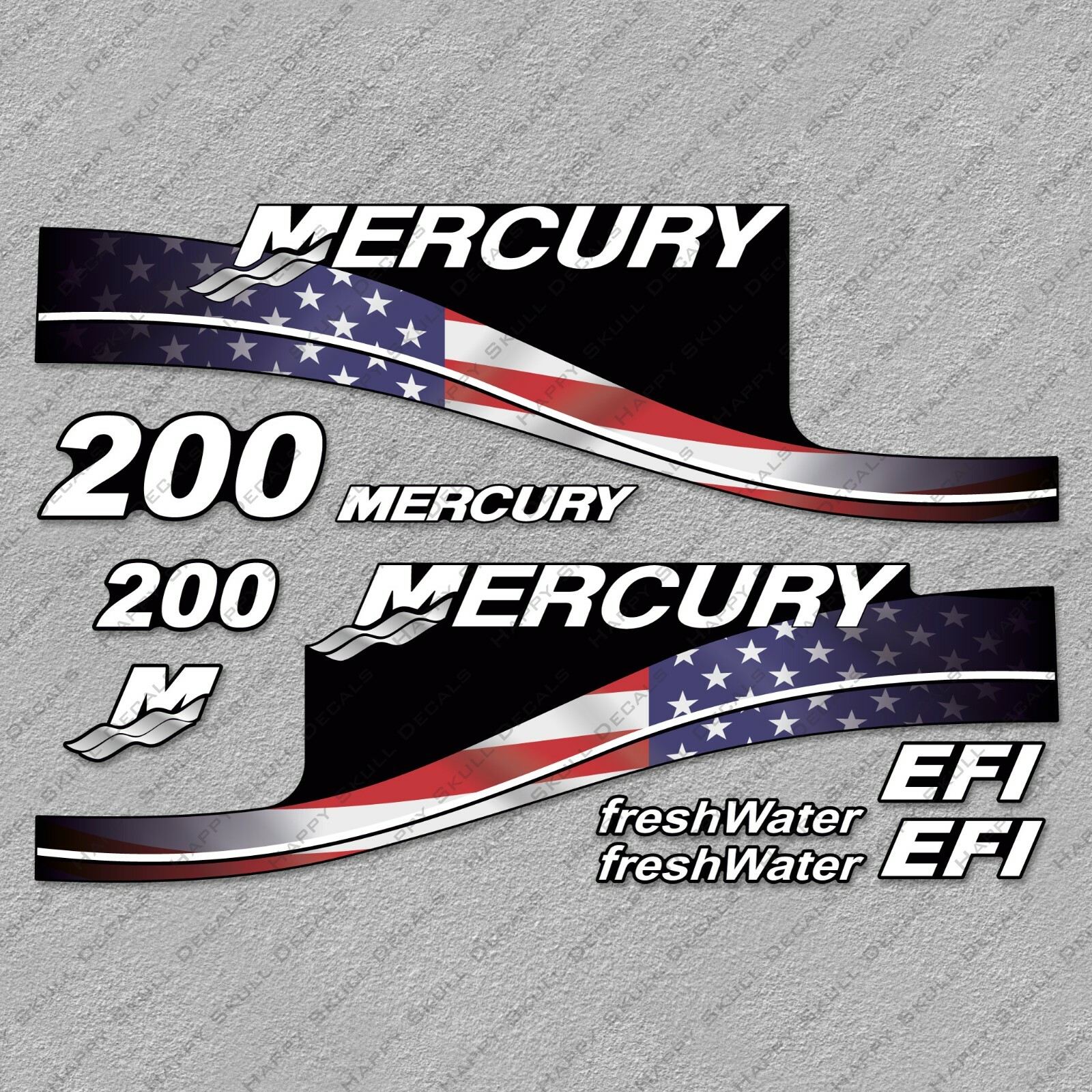 Mercury 200 HP EFI FreshWater USA Flag Edition outboard engine decal ...