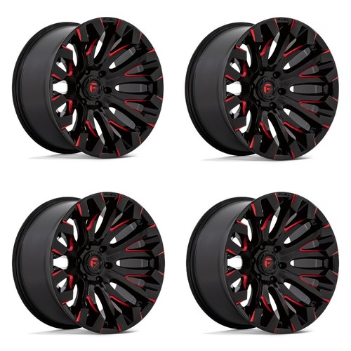Set 4 Fuel D829 Quake 20x10 6x5.5 Black Milled Red Tint Wheels 20 ...