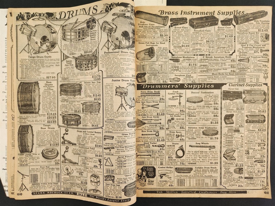 1927 antique MUSICAL INSTRUMENTS CATALOG philadelphia pa SEARS ROEBUCK ...