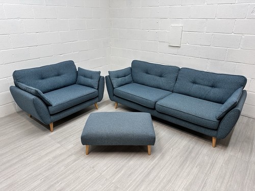 DFS French Connection Zinc Teal 4 Seater + Cuddle Chair Sofas ...