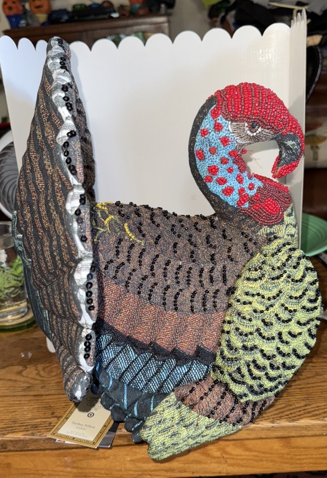 John Derian Target 2023 Fall Turkey Shaped Beaded Pillow NWT | eBay