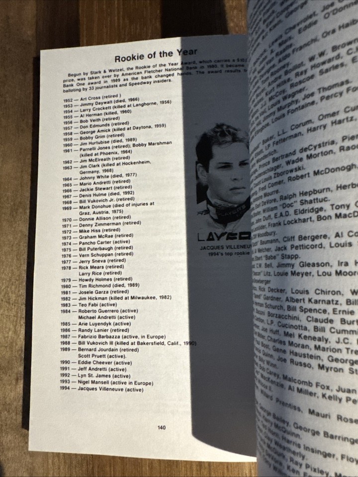 1995 Indianapolis 500 Record Book, Al Unser Jr Cover | eBay