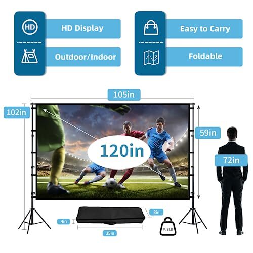 Projector Screen and Stand,120 inch Outdoor Projection Screen, Portable ...
