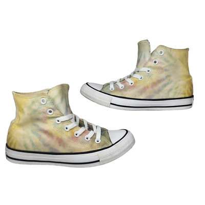 Converse All Star Shoes Womens 7 Pastel Tie Dye High Tops Yellow Hippie ...