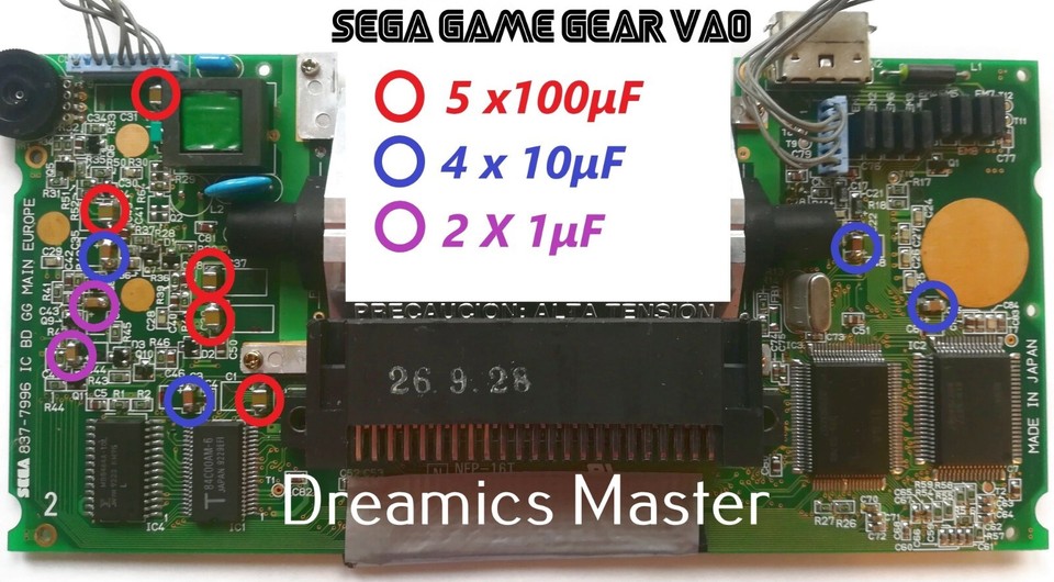 SEGA Game Gear | SMD Ceramic Capacitor Replacement Kit | Complete Cap ...