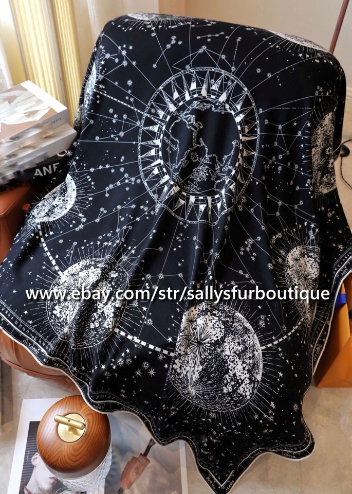 Sallys 70% Cashmere & 30% Silk Wrap Scarf Earth Moon Print Double Face ...
