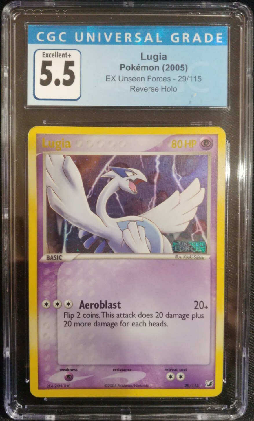 Lugia 29/115 EX Unseen Forces Reverse Holo Rare CGC 5.5 Excellent+ ...