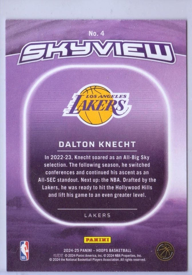 2024-25 NBA Hoops Skyview #4 Dalton Knecht RC - Los Angeles Lakers | eBay