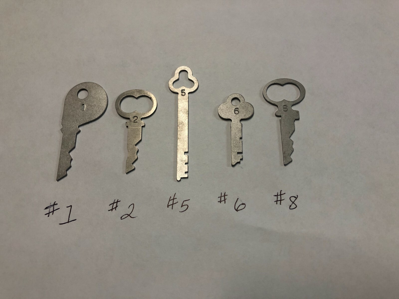 National Cash Register Keys #1, #2, #5, #6, #8. Fits 500 Class Cash ...