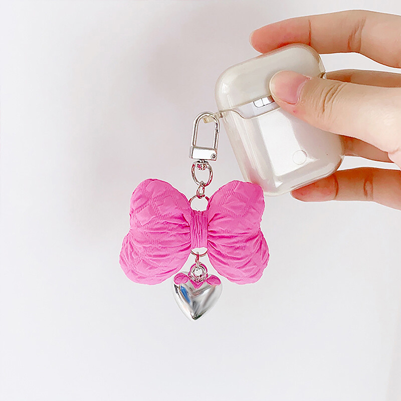 Macaron Color Bow Heart Keyring Pendant Sweet Phone Chain Fashion Bag ...