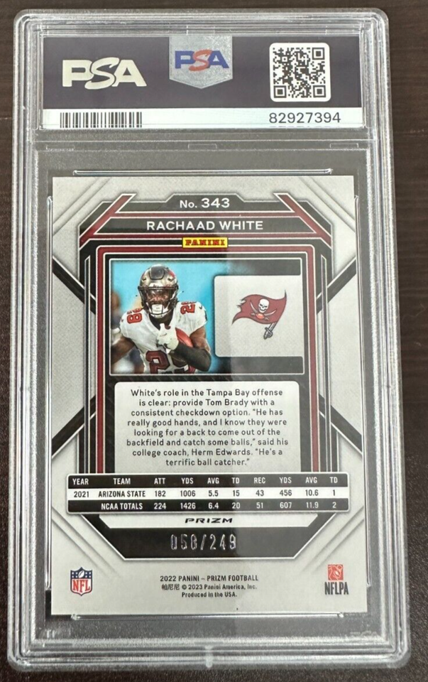 2022 Prizm Rashaad White Orange Prizm RC #343 058/249 PSA 8 NP 22524 | eBay