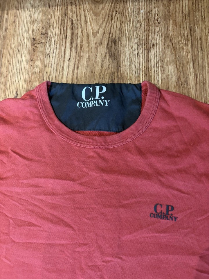 C.P. Company Red Crew Neck Cotton Sweatshirt Medium Spell Out Logo VGC ...