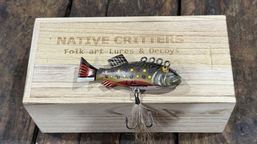 Folk Art Handmade Wooden TROUT Fishing Lure Decoy Signed In Box | eBay