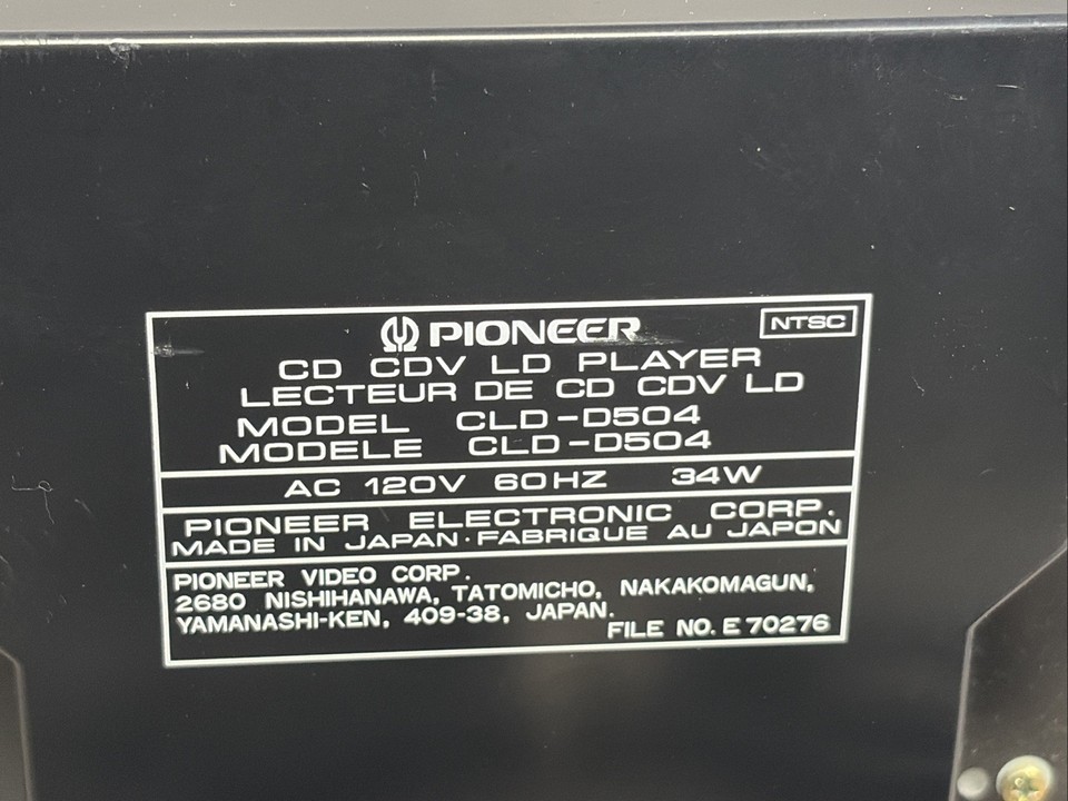 Pioneer CLD-D504 LaserDisc CD Combo Player, No Remote, Tested And ...