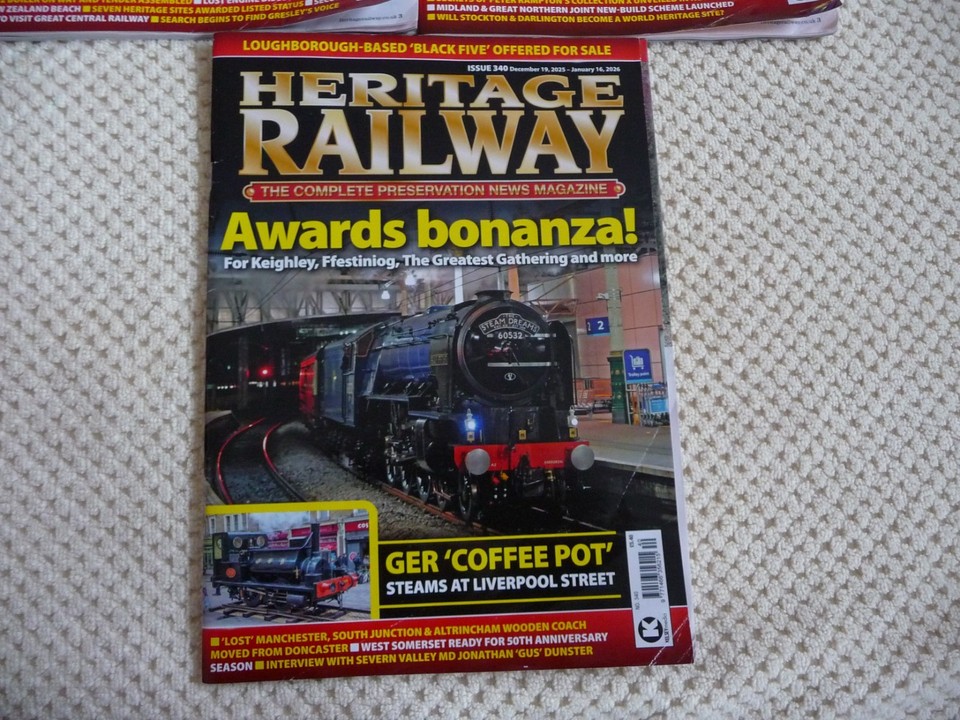 HERITAGE RAILWAY x3 Magazines 338 339 340 Paperback Back Issues 2025 ...