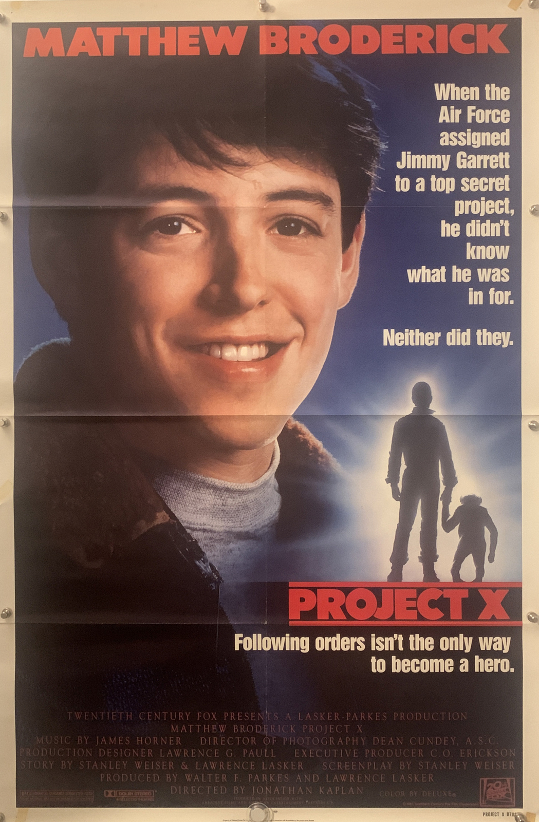 PROJECT X Original One Sheet Movie Poster - 1987 | eBay