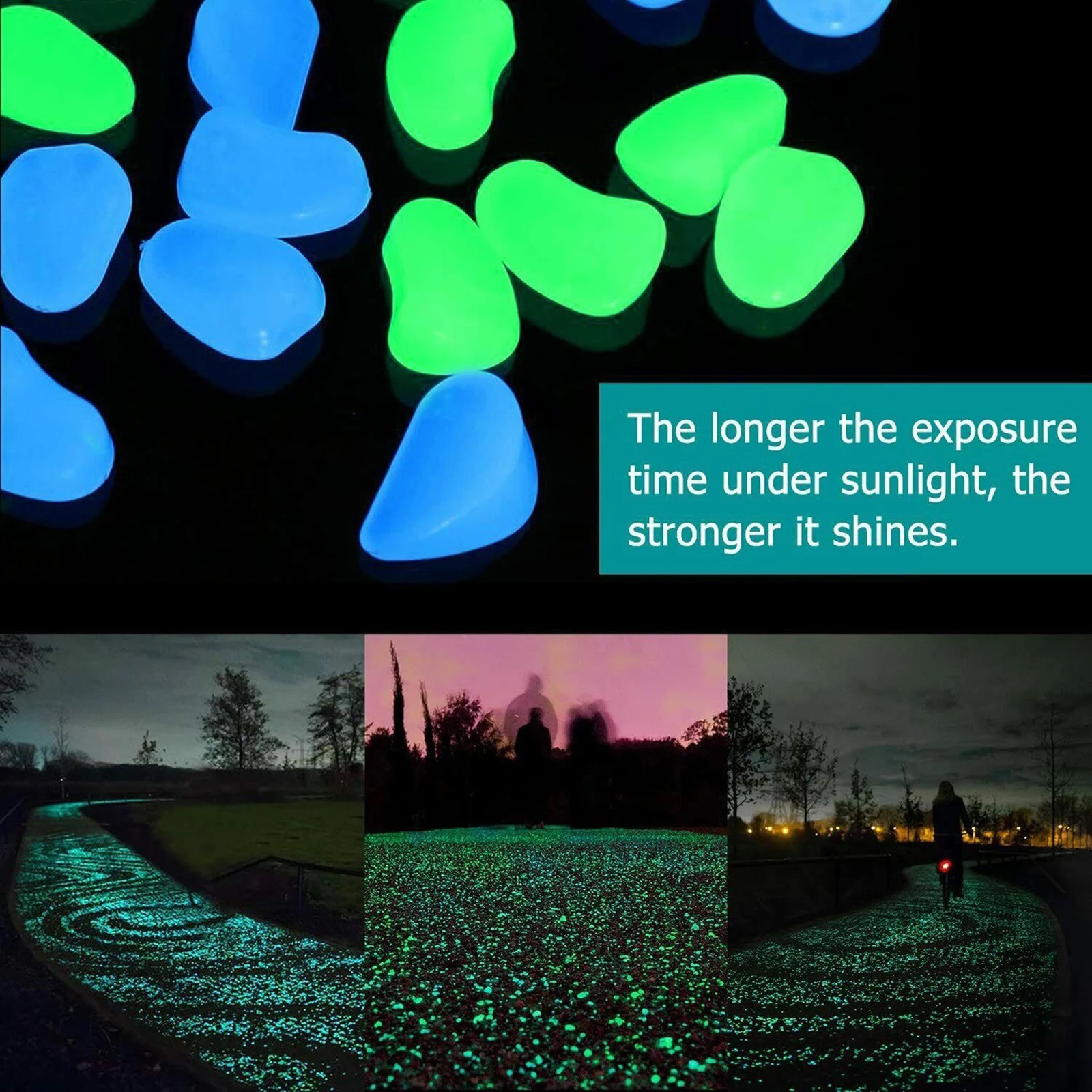200pcs Gravel Rocks Sturdy Glow in Dark Wall Paintings Mixed Stones ...