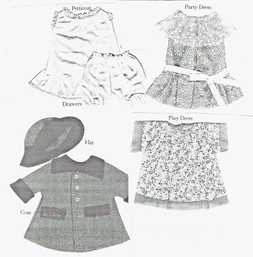 10-11"VINTAGE BLEUETTE BRU DOLL@1920 UNDERWEAR COAT HAT DRESS ...