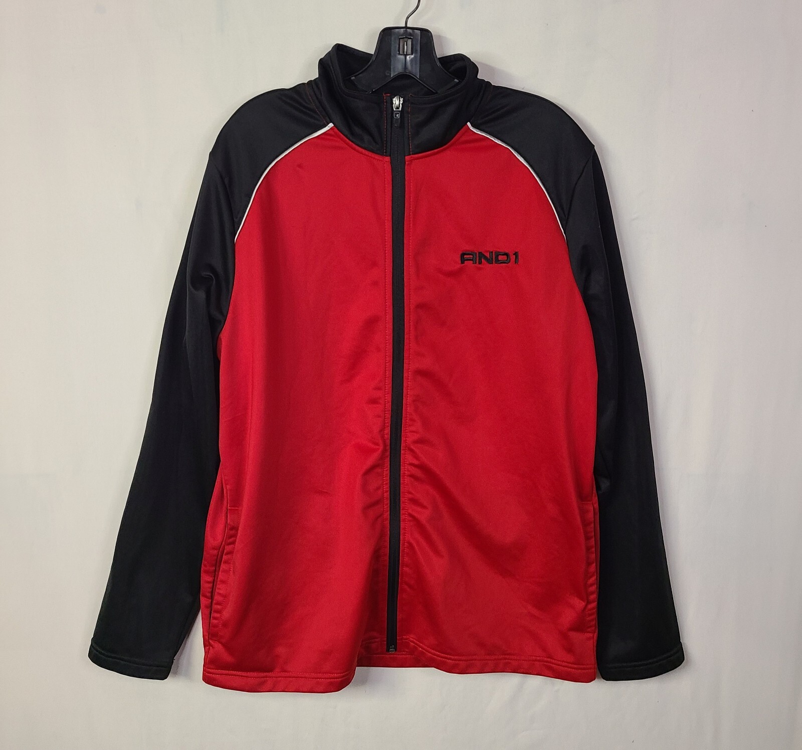 And1 Men's Medium Red Zip Jacket with Black Trim Embroidered Sports ...