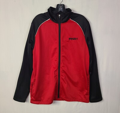 And1 Men's Medium Red Zip Jacket with Black Trim Embroidered Sports ...