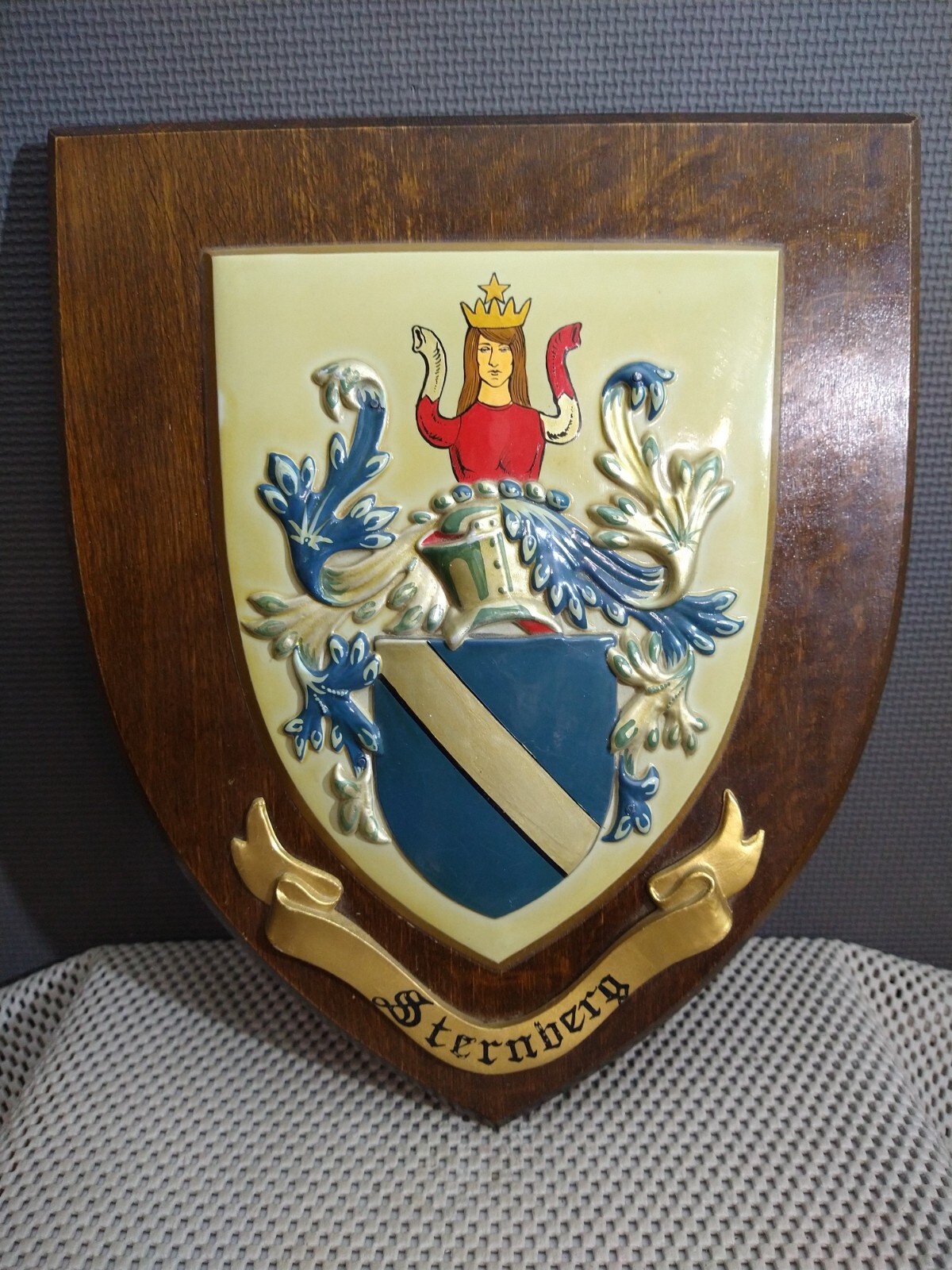 Vintage Sternberg Family Crest Coat of Arms Wood Plaque Made in England ...