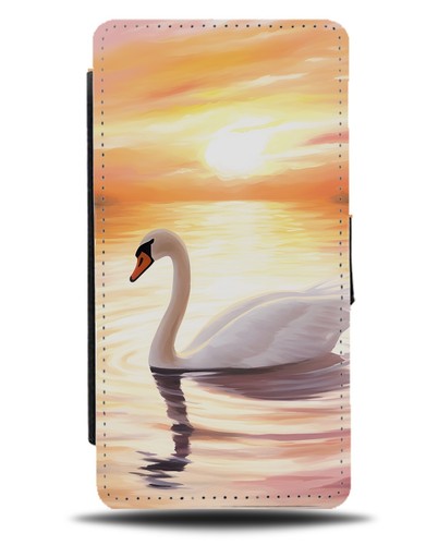 Swan Swimming In Lake Flip Wallet Case Swans Swim Beautiful Goose Geese ...