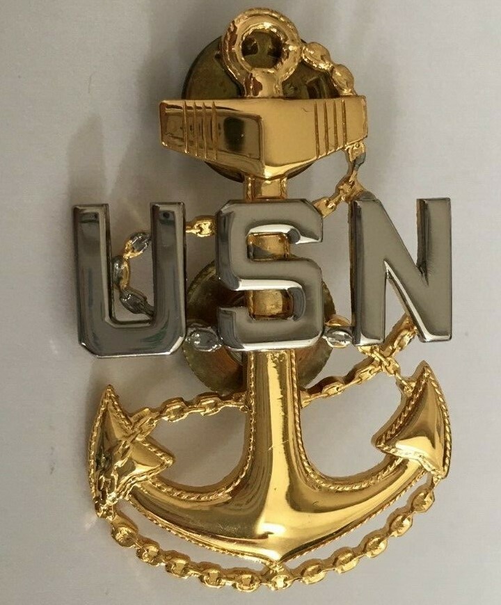 USN Chief E7 Pin - New 1 3/4 inch Metallic Large Cap Pin xbc1413 $16.00 ...