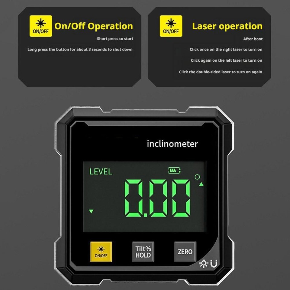 MINI Digital Magnetic Dual Laser Electronic Inclinometer Slope Level ...