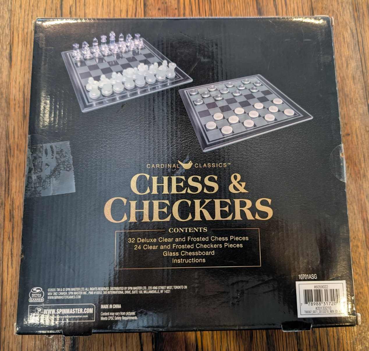 Chess & Checkers with Glass Board - Cardinal Classics - 2-in-1 Set ...