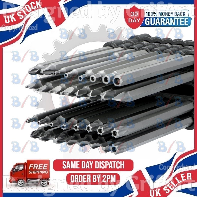 32 EXTRA LONG 150MM HEX TORX STAR SECURITY BIT SET TAMPER PROOF ...