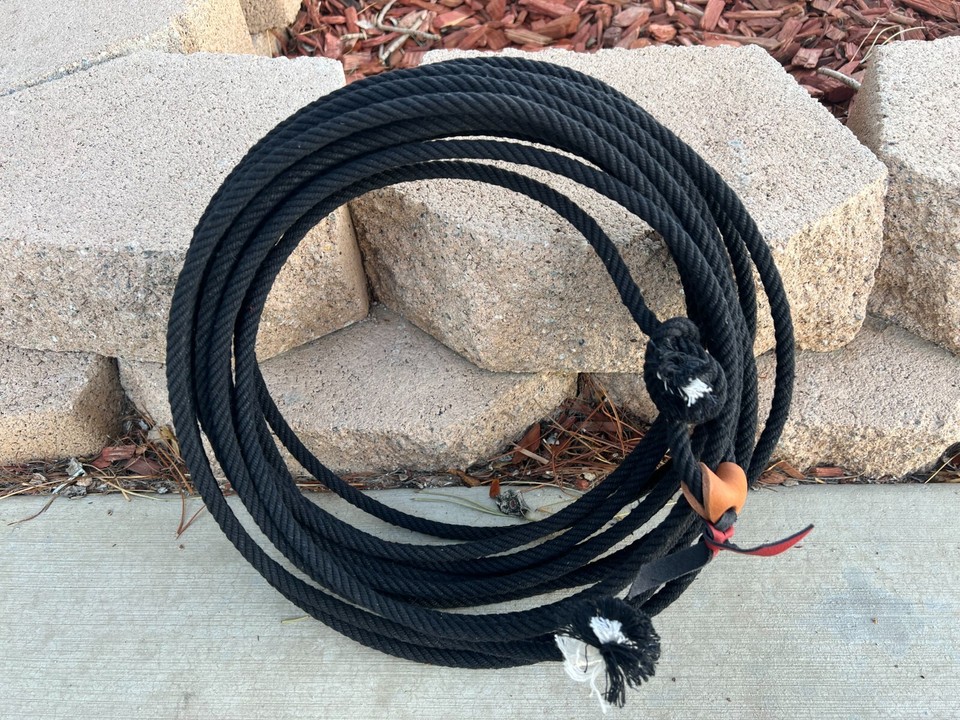27ft LONG WESTERN KIDS ROPE, BLACK LASSO LARIAT COWBOY KIDS RODEO ...