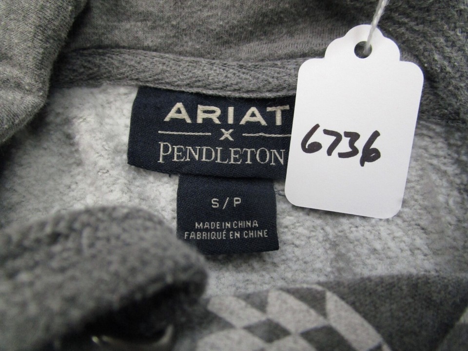 Ariat x Pendleton Hoodie Men Small Gray Geometric Aztec Southwestern ...