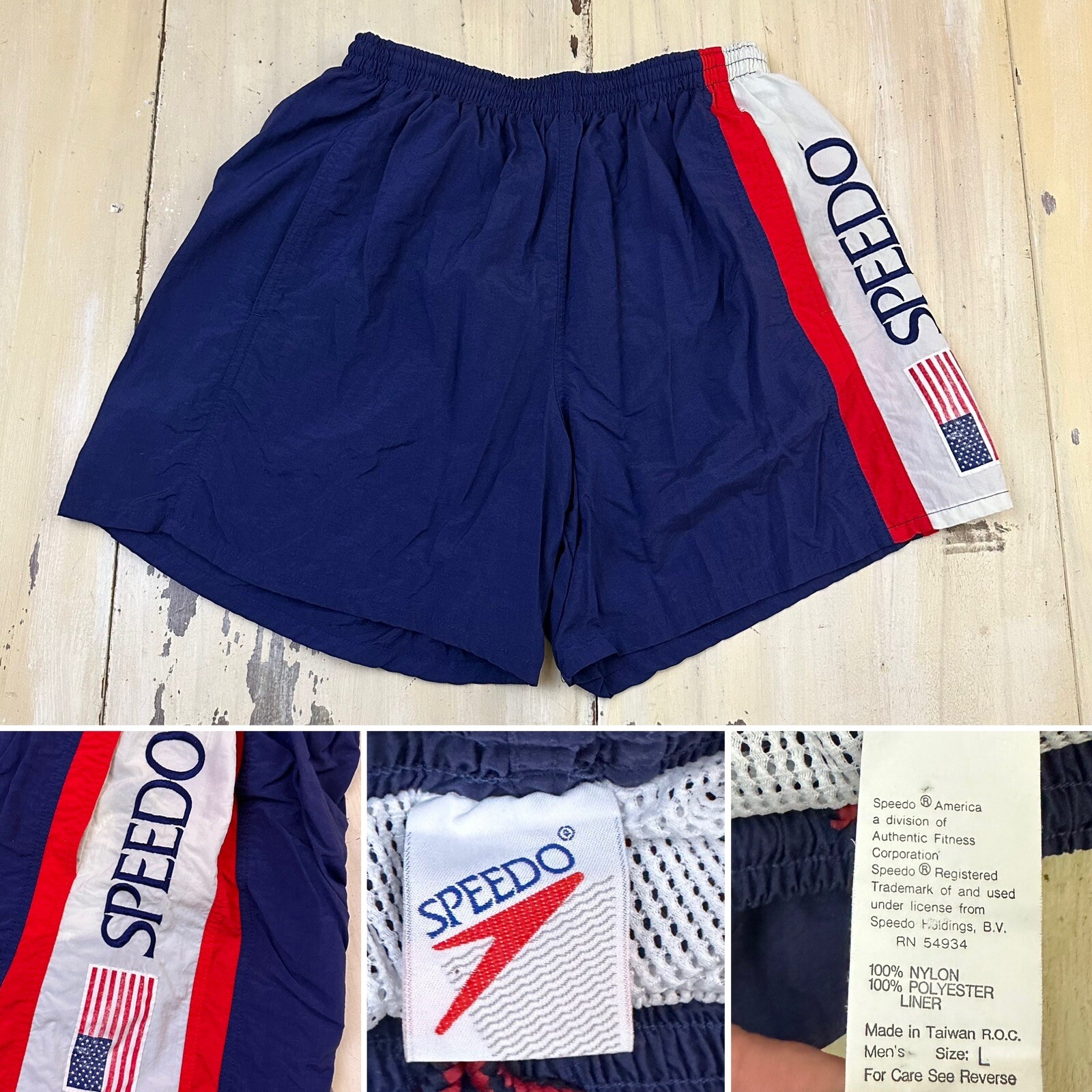 SPEEDO - Red White Blue USA American Flag Lined Swim … - Gem