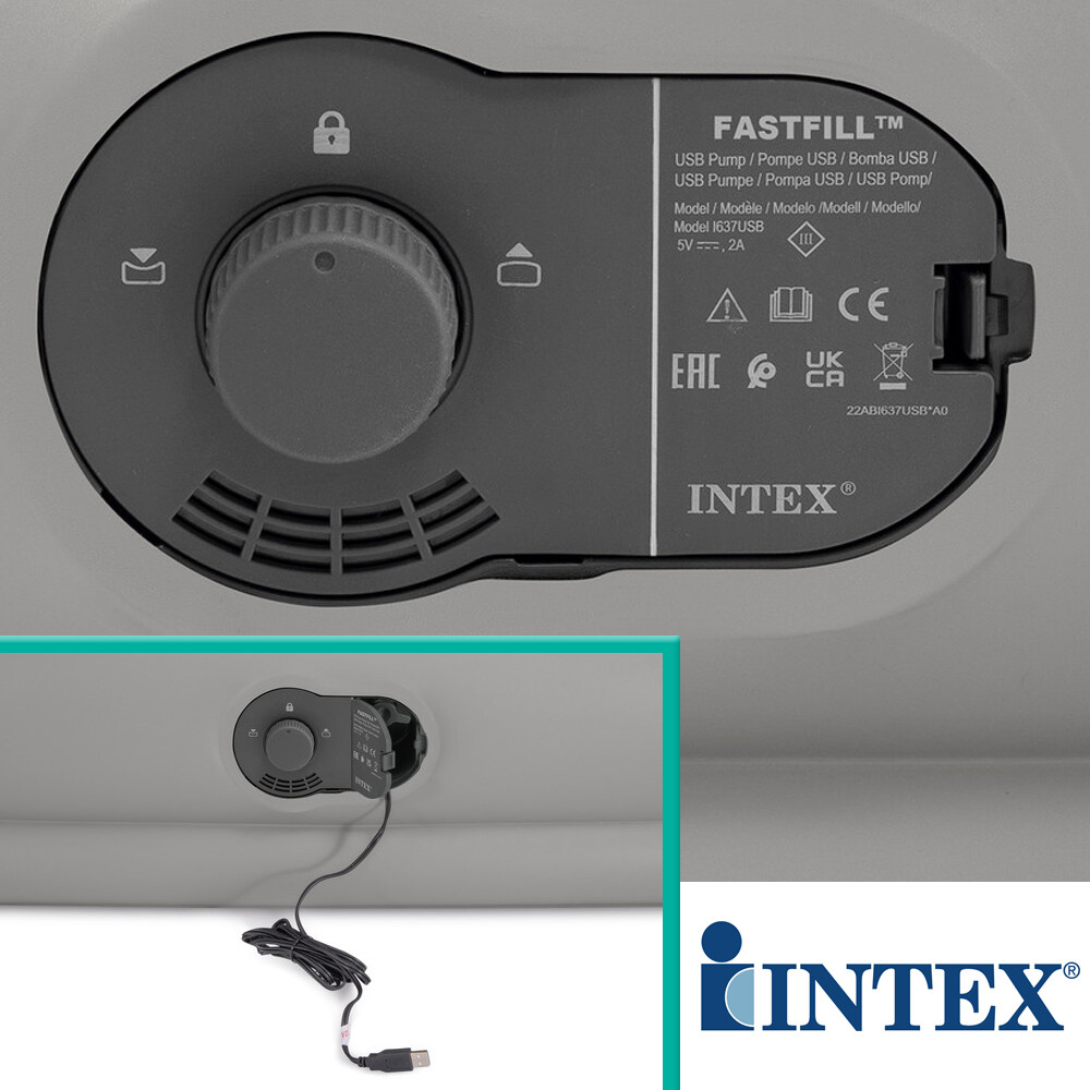 Intex Luftbett Gästebett Prestige Mid-Rise 203 x 152 x 30 cm mit USB ...