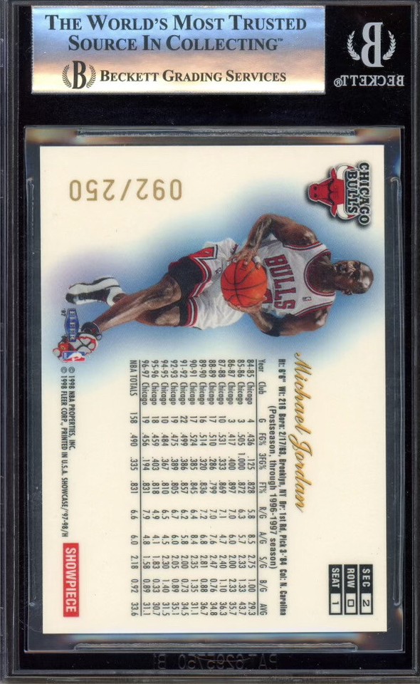 1997-98 Fleer Flair Showcase Michael Jordan Row 0 #'D /250 BGS 9 W/10 ...