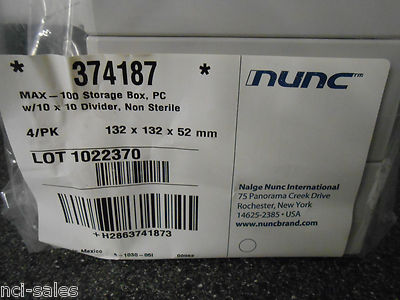 NUNC #374187 MAX-100 STORAGE BOX, PC 132x132x52mm DIMENSION, NONSTERILE ...