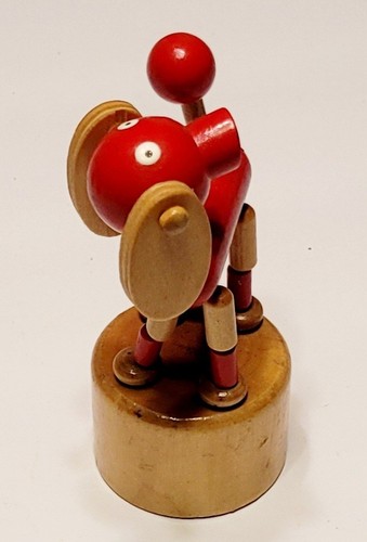 Vintage Wooden Collapsible Thumb Push Up Button Puppet Toy Dog Puppy ...