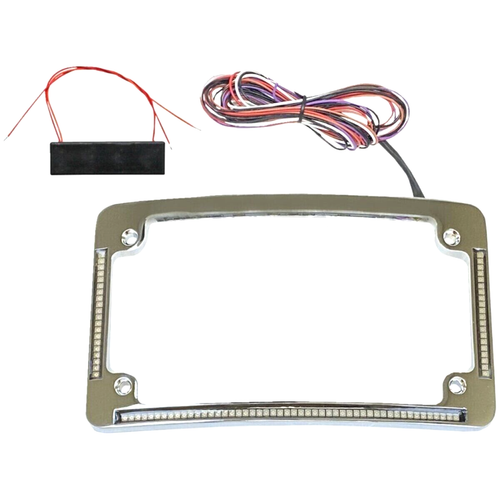 Custom Dynamics 4x7 Curved LED License Plate Chrome Frame Harley ...