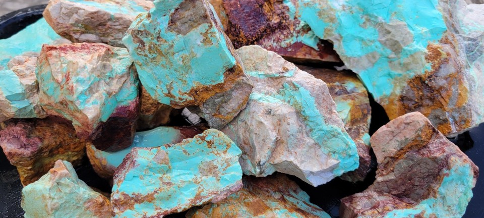 Natural Hard Untreated Tonopah NV Turquoise Royston Ribbon Rough - Half ...