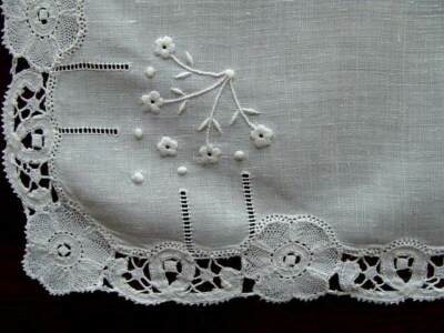 Antique Hand Made Princess Lace & Linen Wedding Handkerchief PRISTINE ...