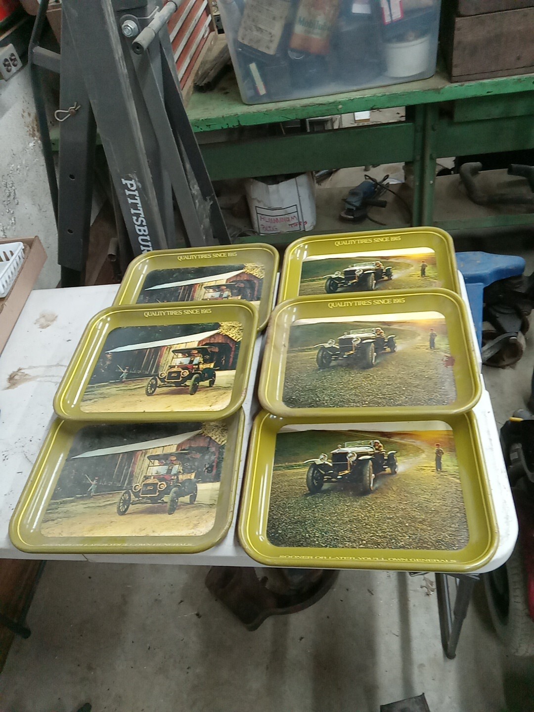 Lot Of 6 General Tire Metal Tin Platter Snack Tray 10x13 | eBay