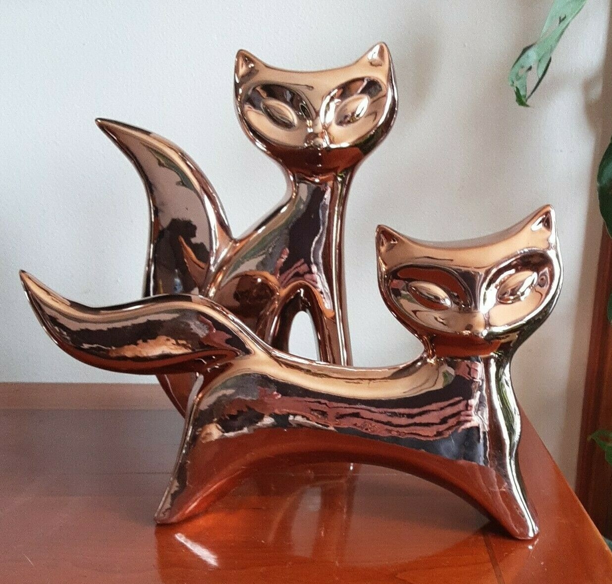 Ceramic Rose Gold Cats Set of 2 Mid Century Modern STYLE* Mirror Finish ...