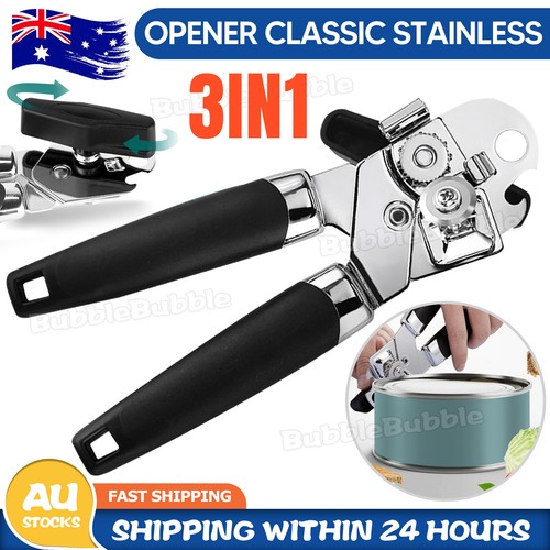 3 in 1 Can & Bottle Opener Classic Stainless Steel Manual Heavy Duty ...