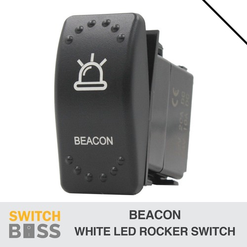 Beacon LASER ETCHED Rocker Switch - White LED 12v 24v Toggle On-Off ...