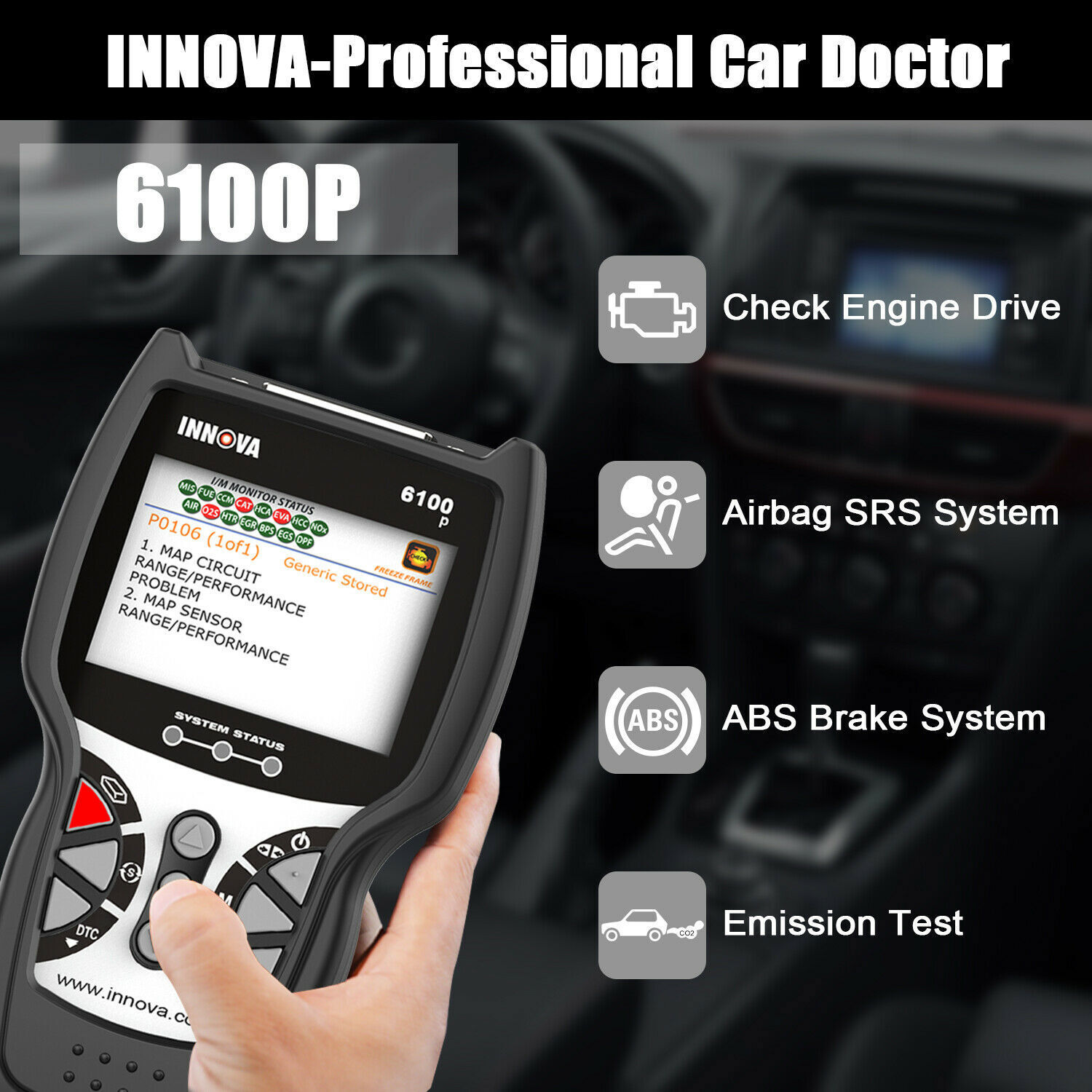 INNOVA 6100P OBD2 Scanner ABS SRS Transmission Car Code Reader Diagnostic Tool | eBay