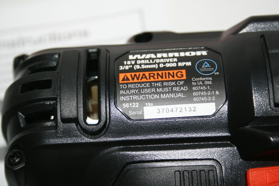 NEW Warrior Cordless Drill Driver 18V -3/8" Keyless -Bare tool, no ...